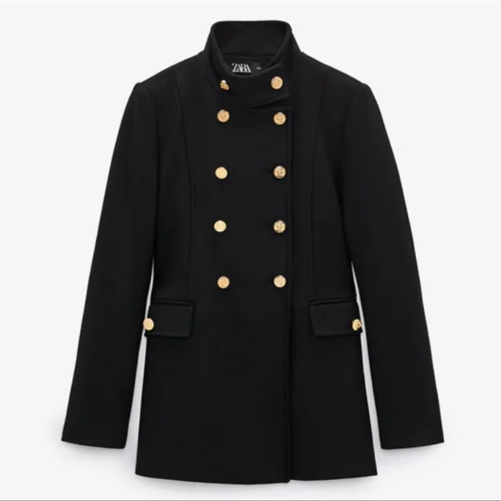 Zara Gold Button Wool Blend Coat - Gem